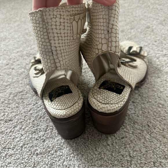 Freebird by Steven | Shoes | Nwt Freebird By Steven Quail White Snake Leather Buckle Booties ...